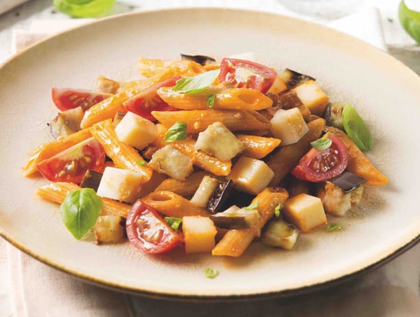Recipe Penne Rigate Pasta Salad With Pesto Rustico Diced Caciocavallo And Eggplant Academia